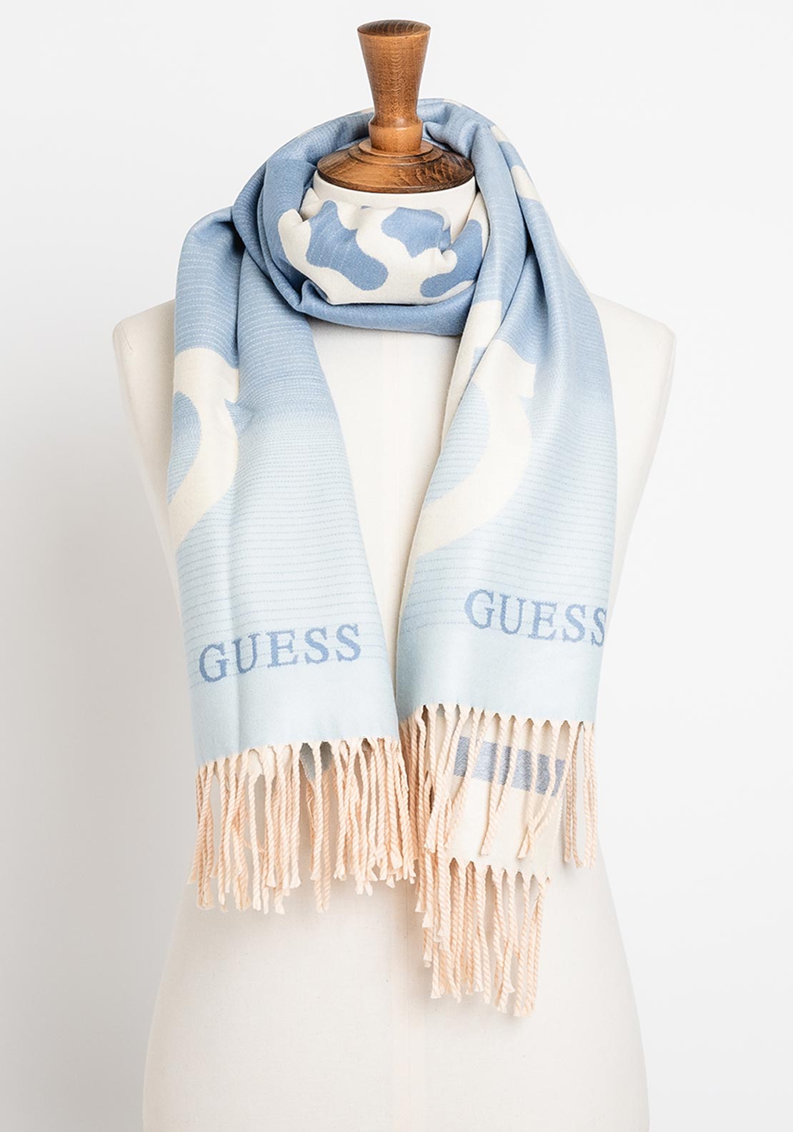 Guess Logo Scarf, Sky Blue - McElhinneys