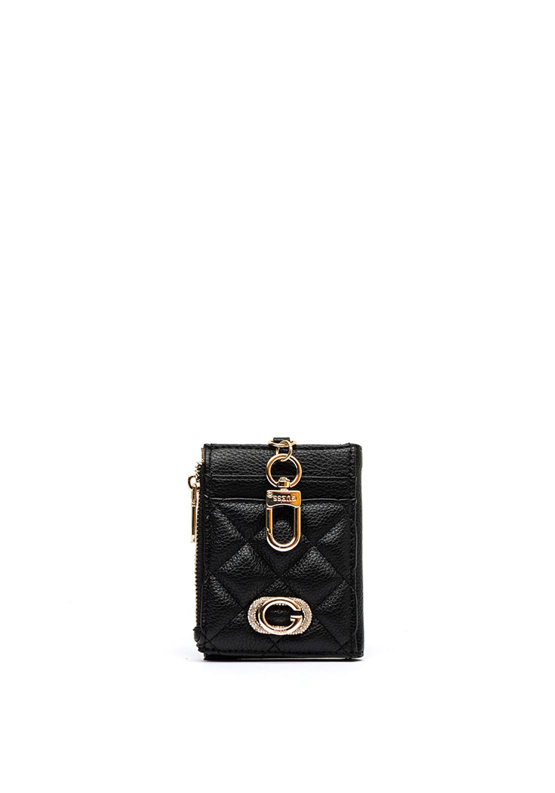 Guess Mini Clip On Quilted Coin Wallet, Black - McElhinneys