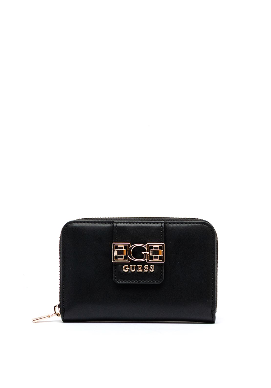 Guess Jane Smooth Medium Zip Wallet, Black - McElhinneys