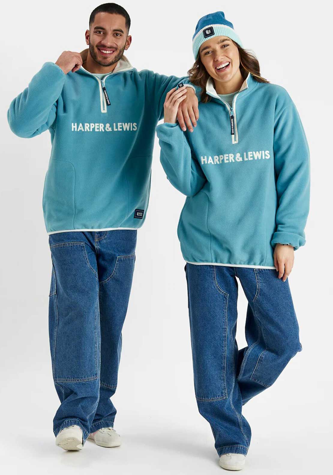 Harper & Lewis Unisex Averill Quarter Zip Fleece, Steel Blue - McElhinneys