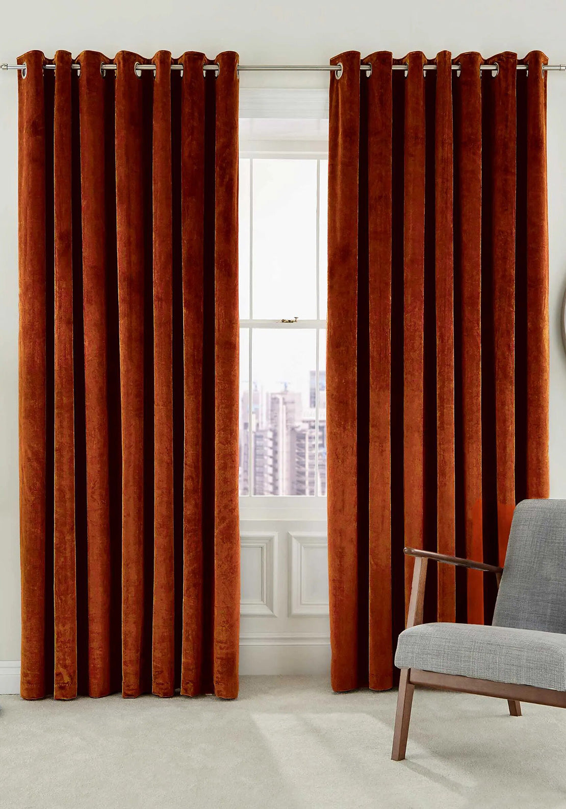 Helena Springfield Ready Made Escala Lined Eyelet Curtains, Copper ...