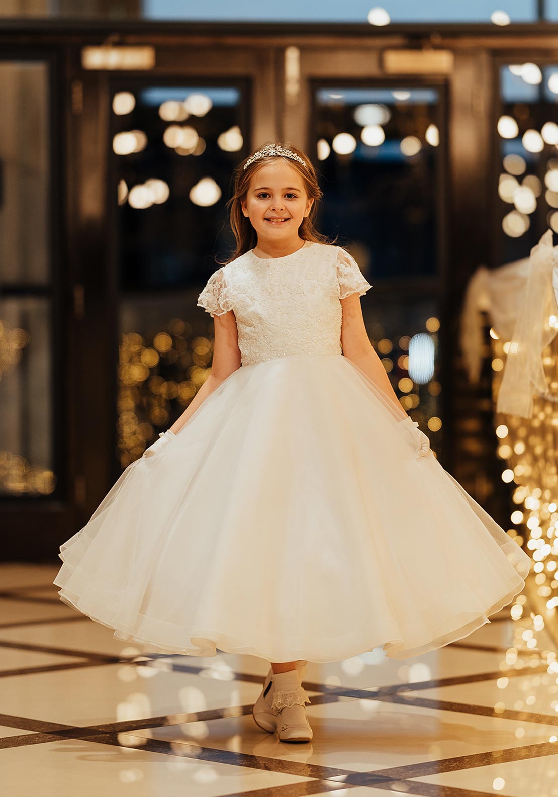 Isabella IS24622 Communion Dress, White - McElhinneys