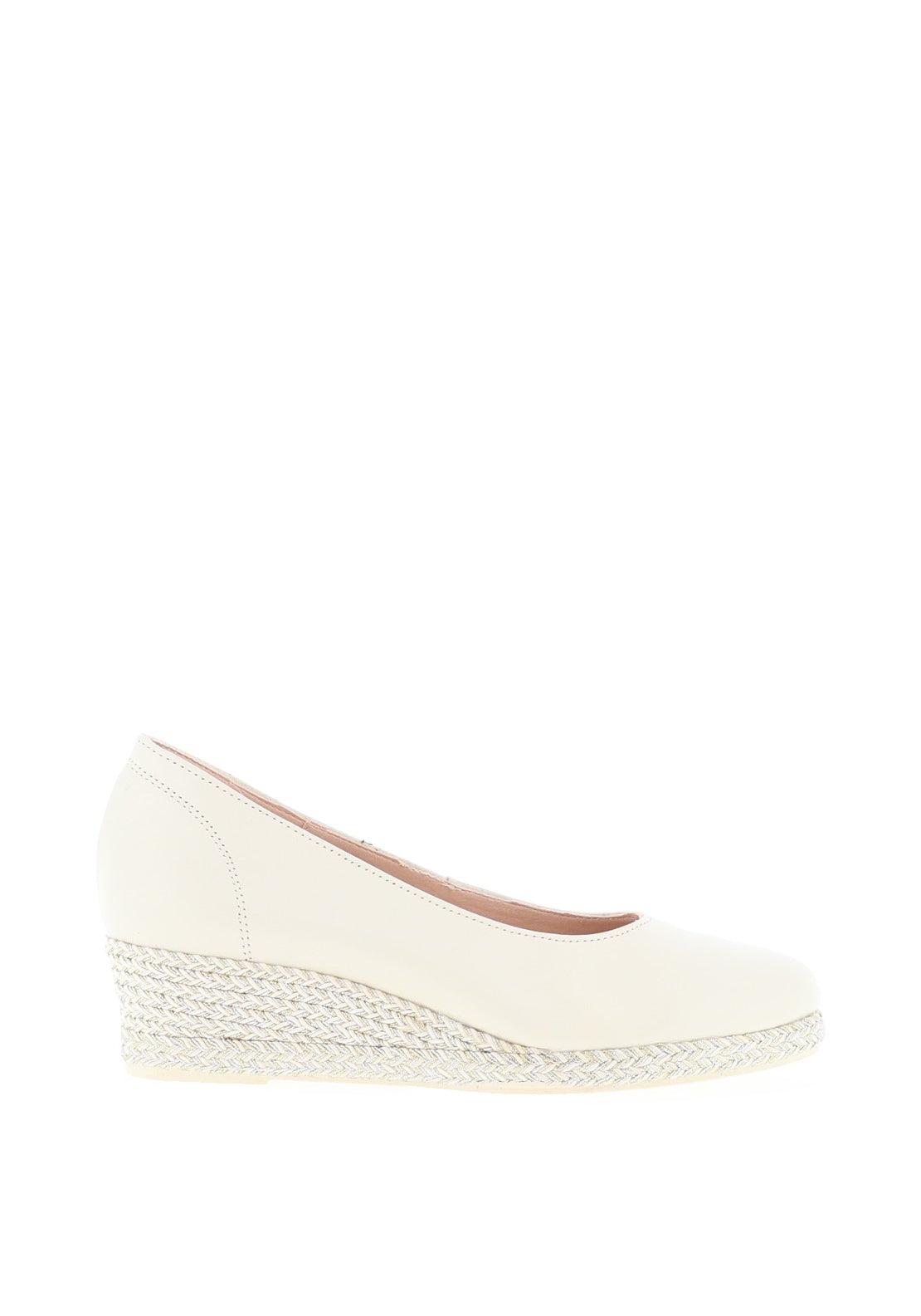 Jose Saenz Metallic Woven Wedge Heel Shoes, Cream - McElhinneys