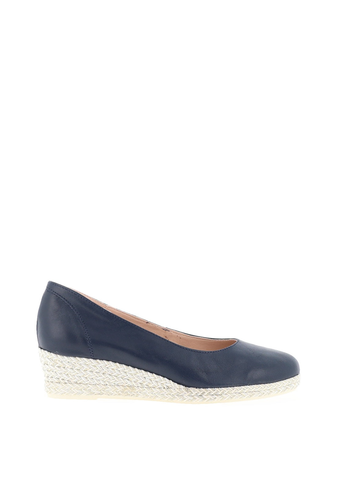 Jose Saenz Metallic Woven Wedge Heel Shoes, Navy - McElhinneys