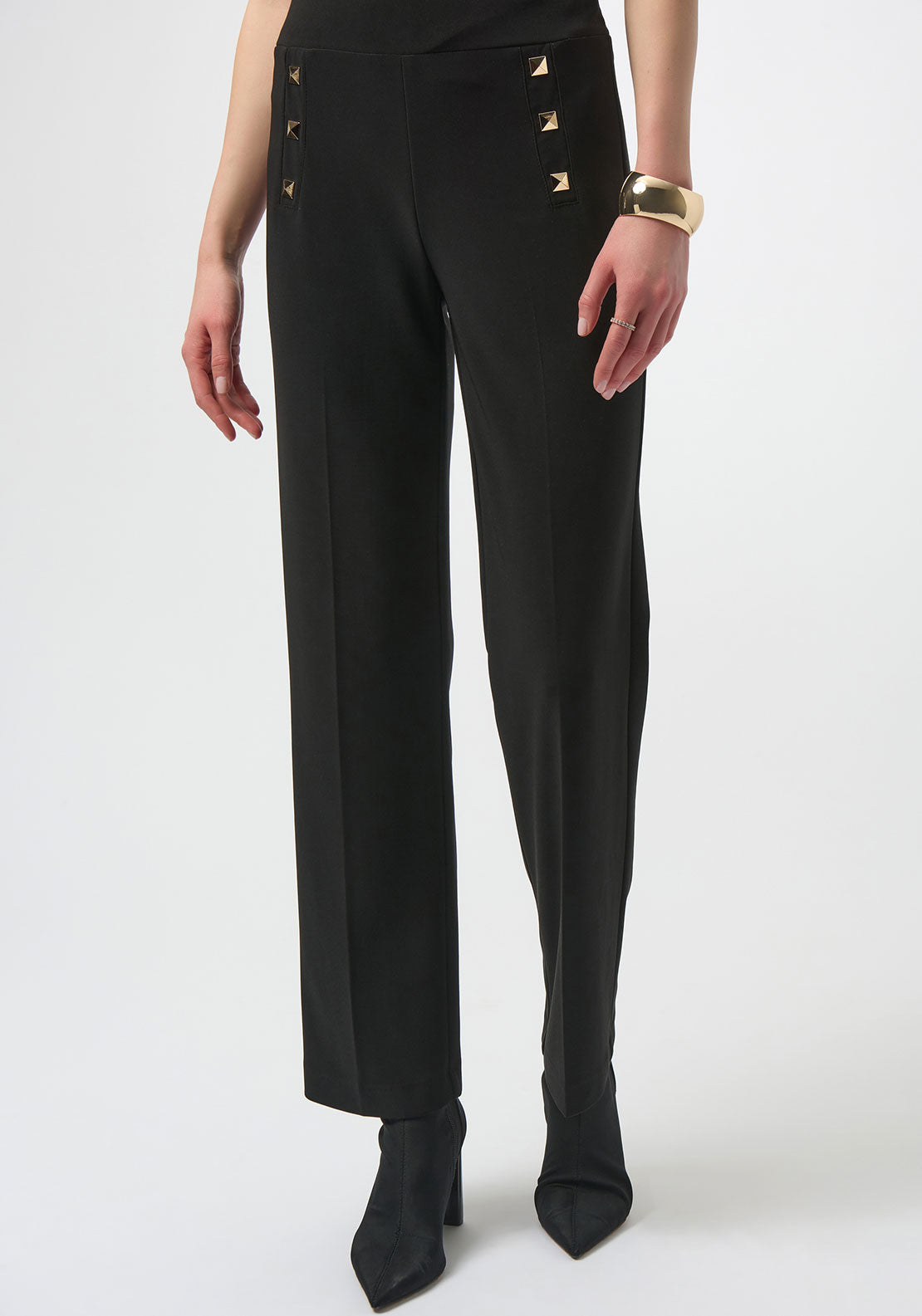 Joseph Ribkoff Stud Detail Straight Leg Trousers, Black - McElhinneys