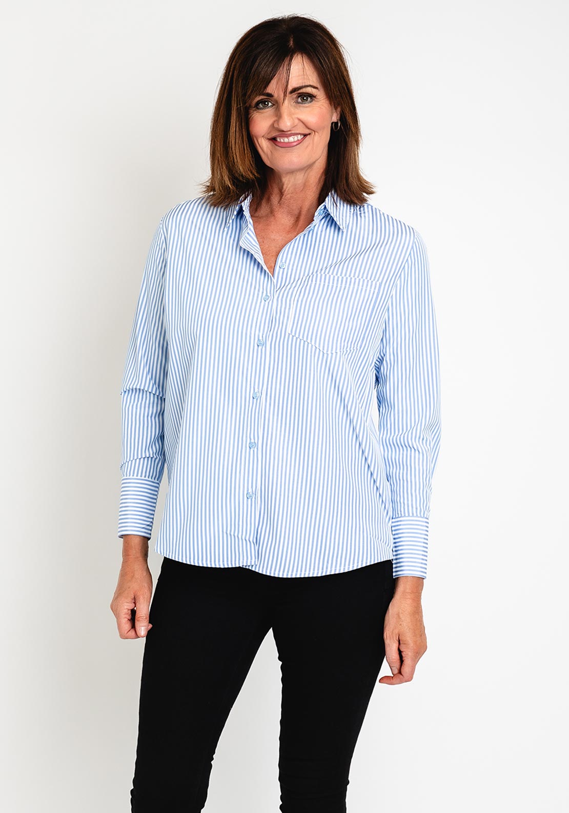 Kate & Pippa Oxford Striped Shirt, Blue - McElhinneys