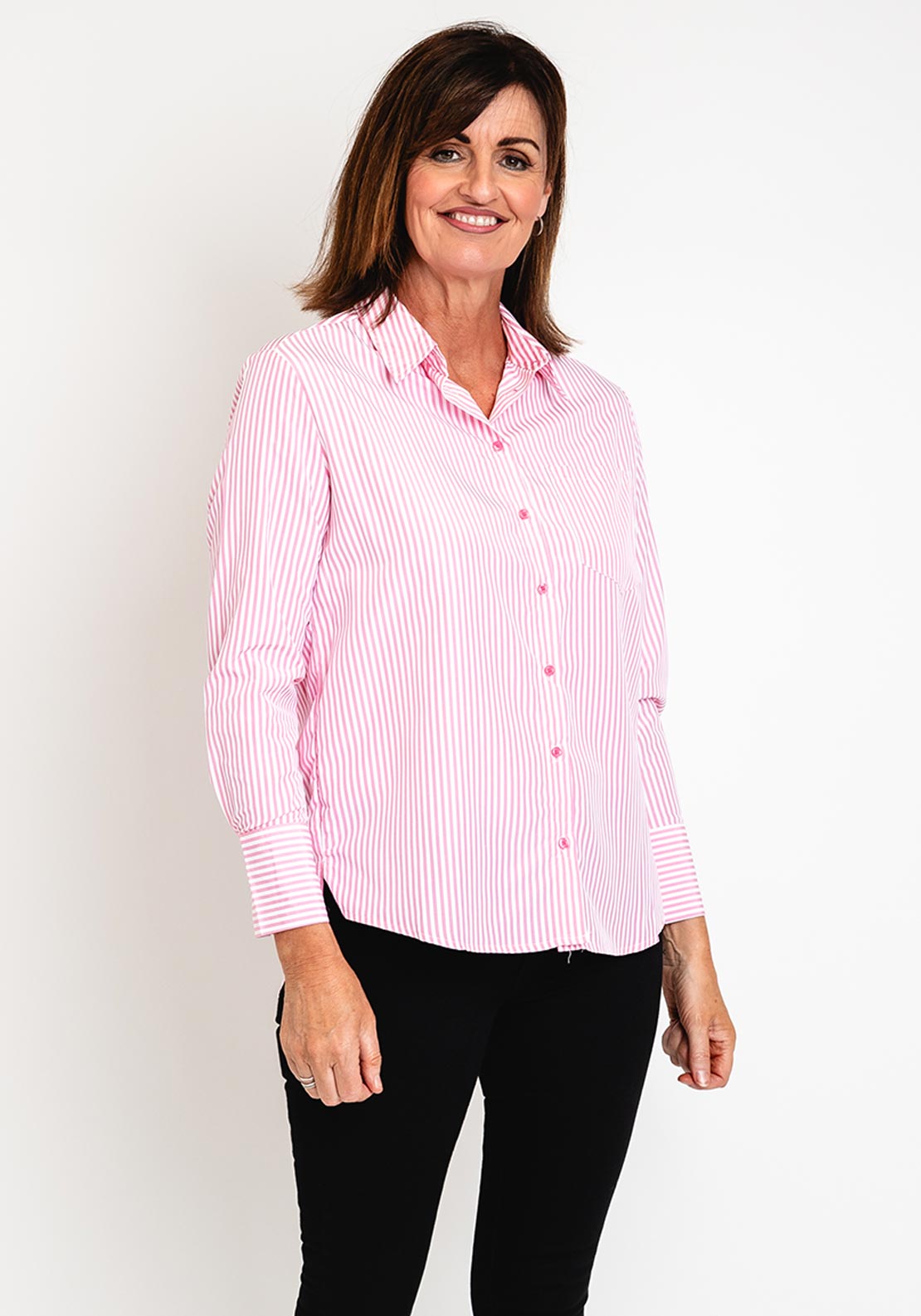 Kate & Pippa Oxford Striped Shirt, Pink - McElhinneys