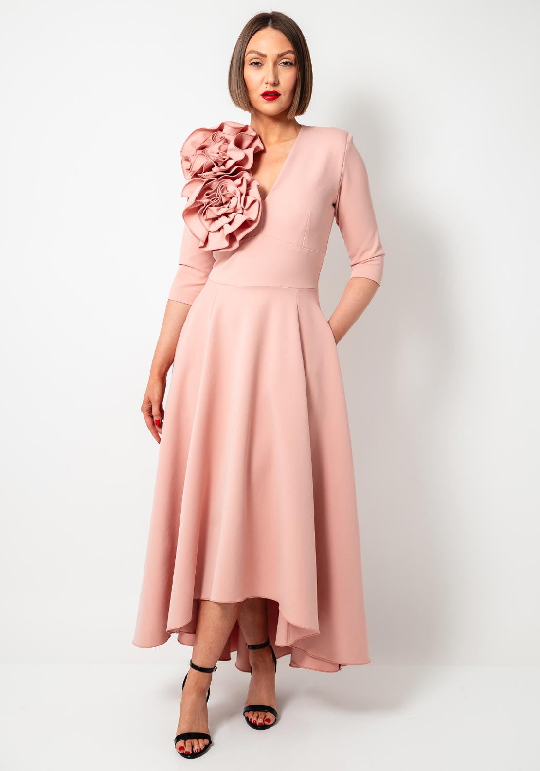 Kevan Jon Betty B Corsage Detail Dress, Blush Pink - McElhinneys