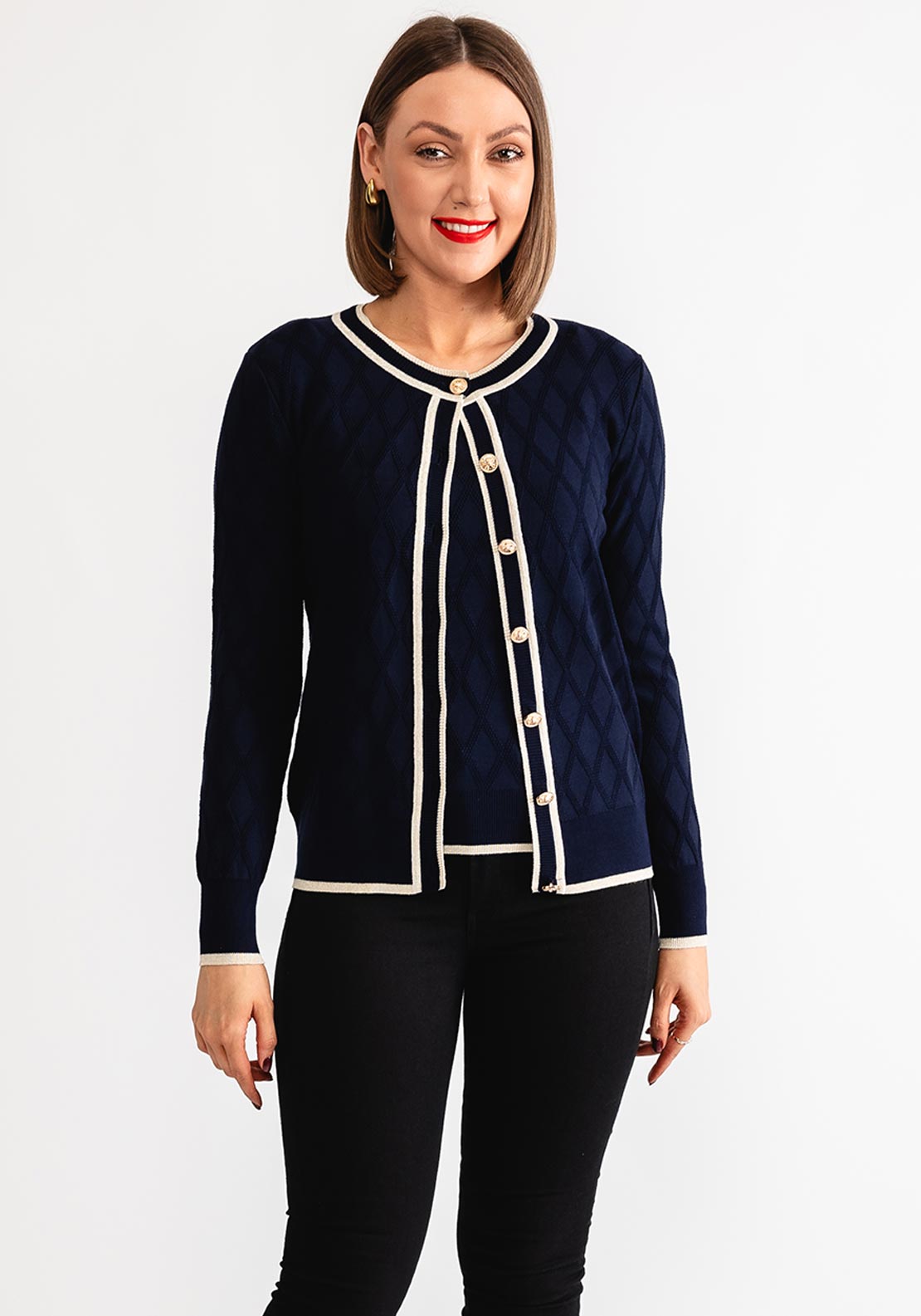Leo and Ugo Glitter Trim Twinset, Navy - McElhinneys