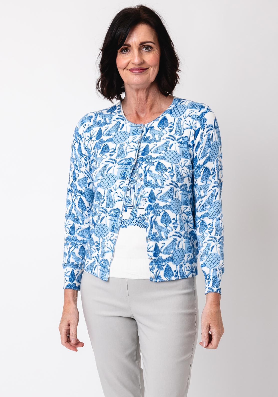 Leo & Ugo Printed Sweater and Cardigan Twinset, Blue - McElhinneys