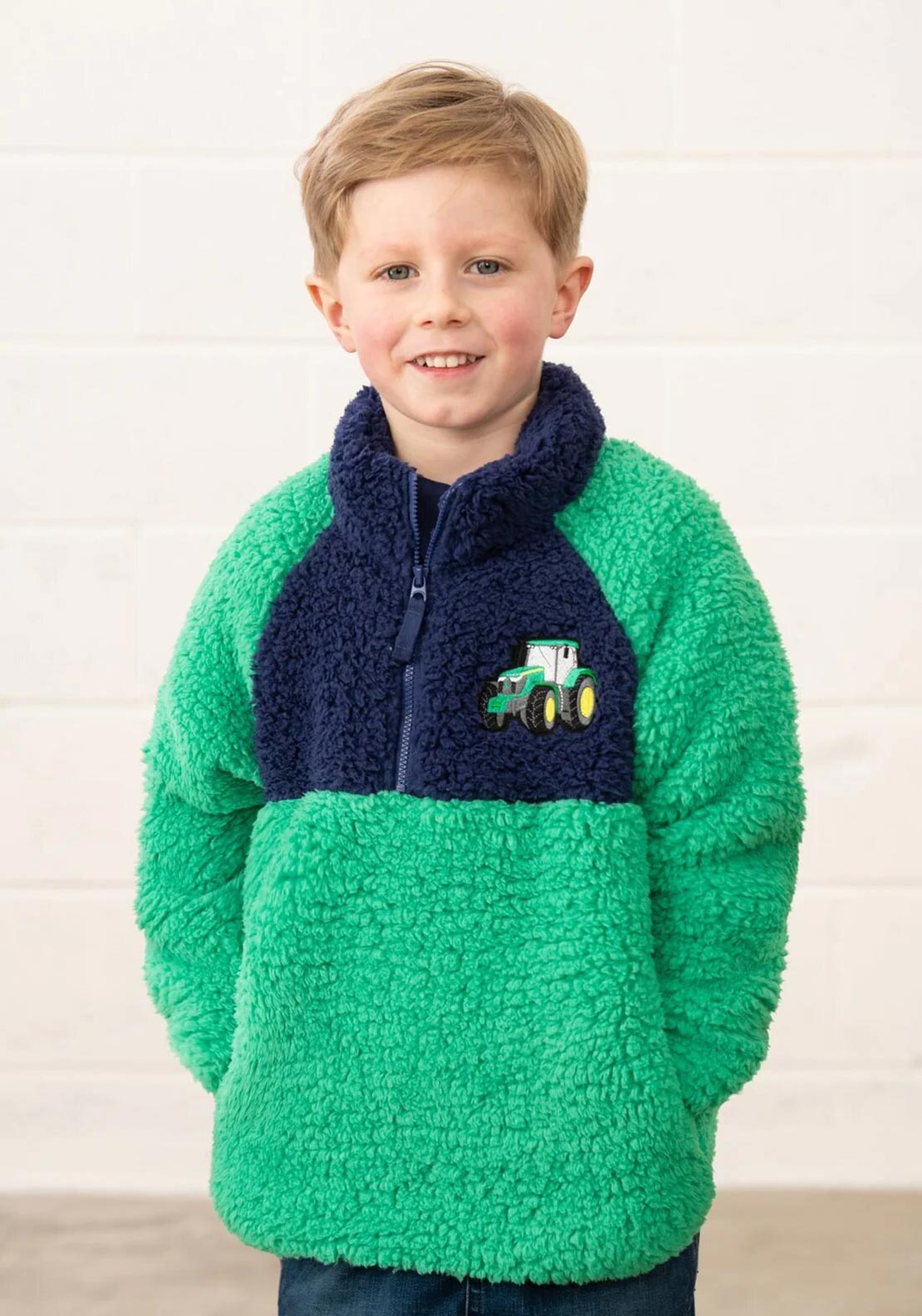 Little Lighthouse Caden Tractor Fleece, Green - McElhinneys