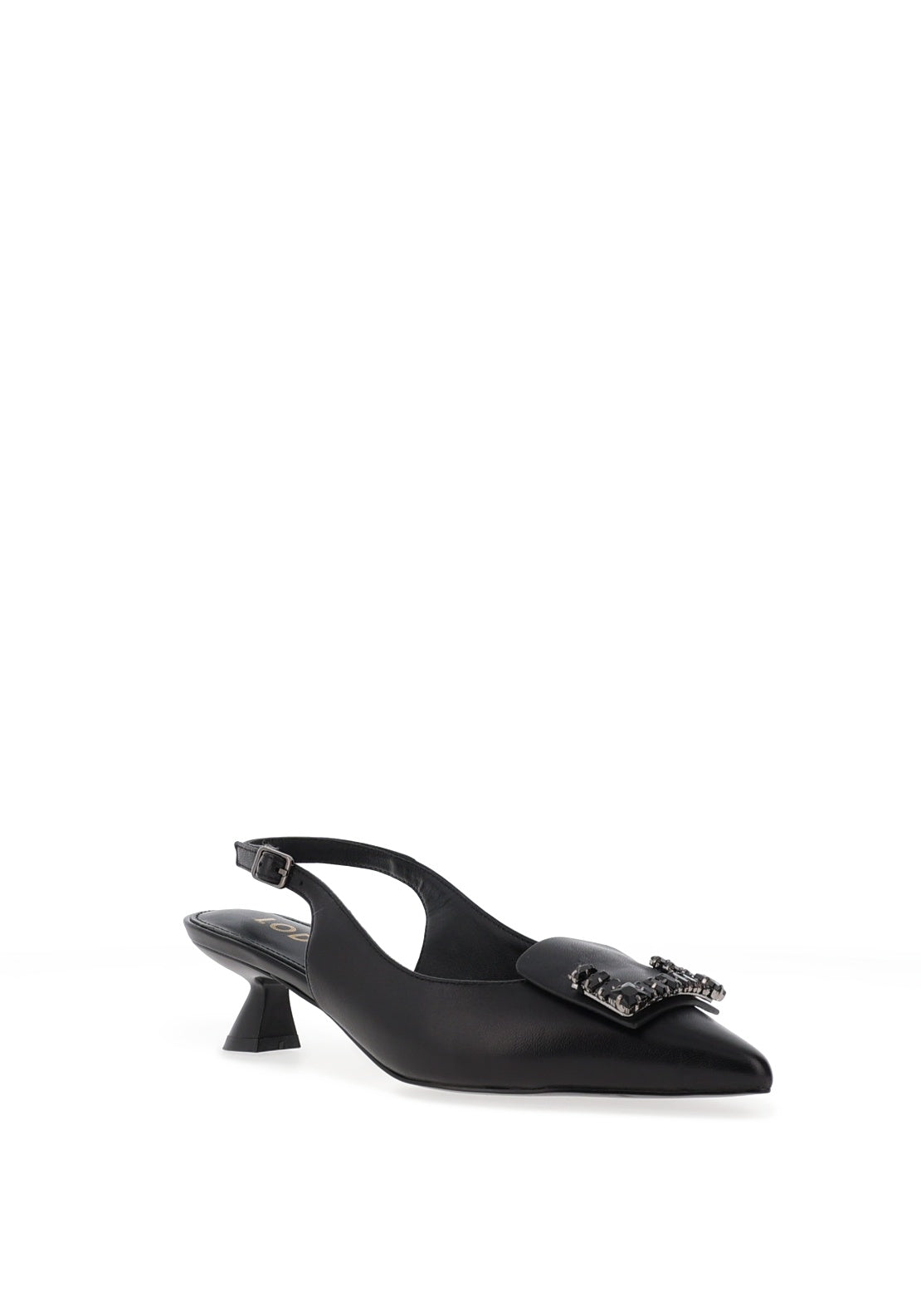 Lodi A-Rino Sling Back Heeled Shoe, Black - McElhinneys