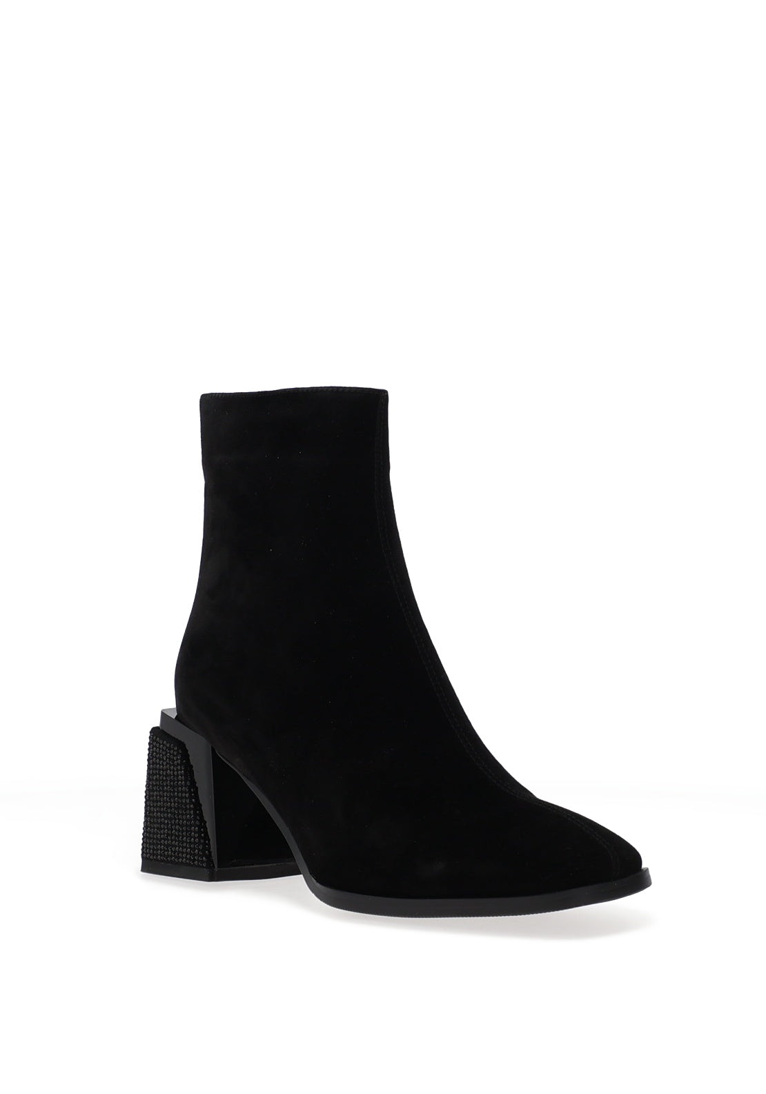 Loretta Vitale Suede Statement Block Heel Boots, Black - McElhinneys