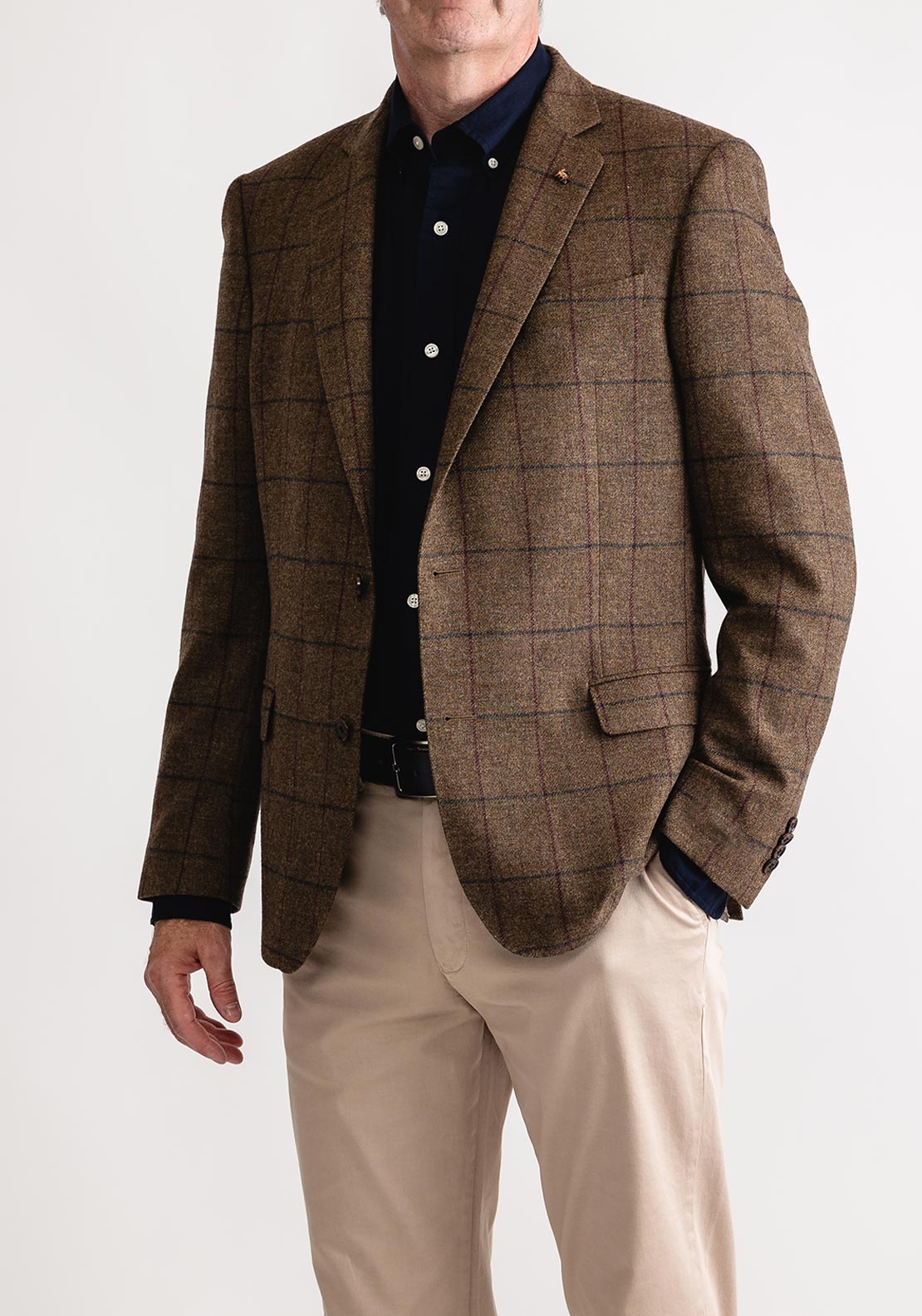 Magee 1866 Liffey Tweed Check Blazer, Windowpane Brown - McElhinneys