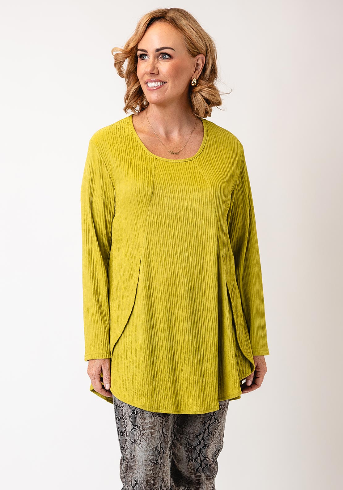 Malissa J Ribbed Long Sleeve One Size Top, Lime Green - McElhinneys