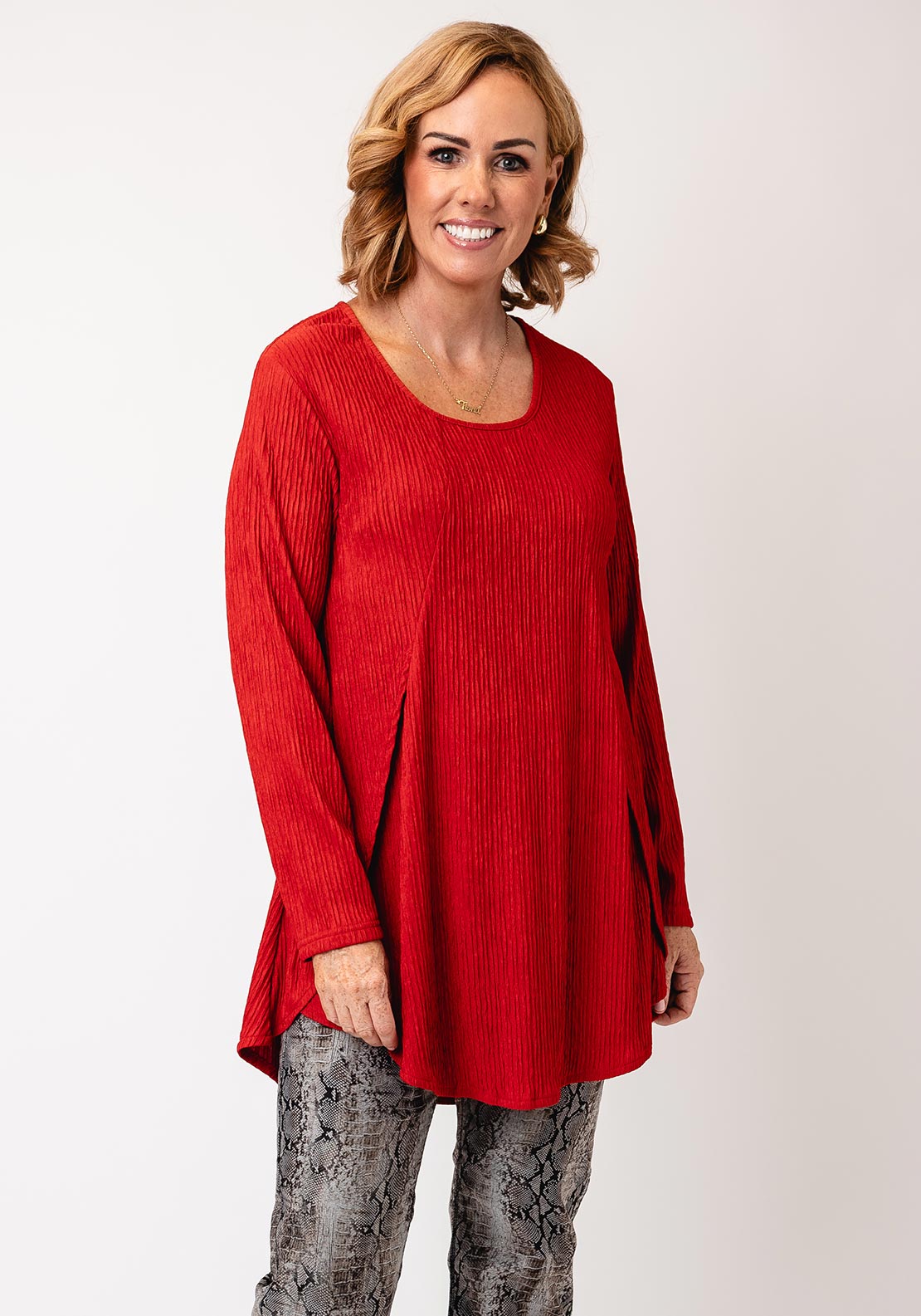 Malissa J Ribbed Long Sleeve One Size Top, Orange - McElhinneys