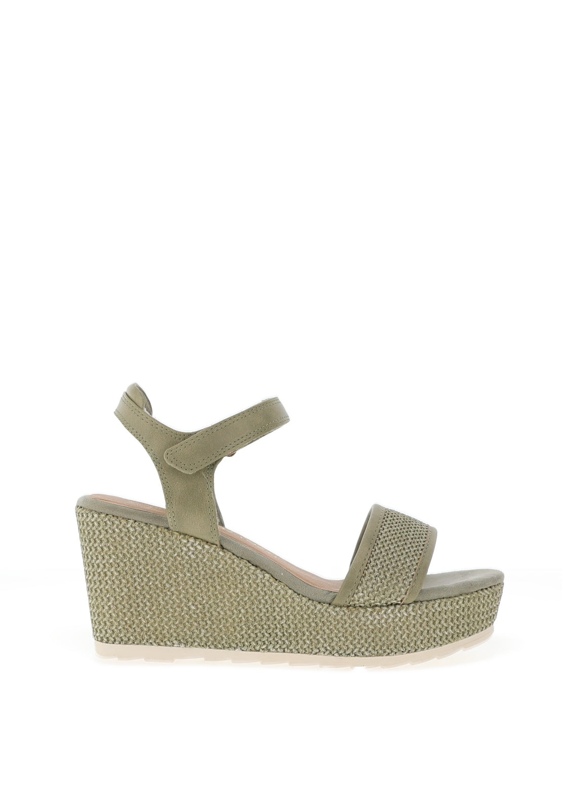Marco Tozzi Woven Wedge Sandals, Moss - McElhinneys