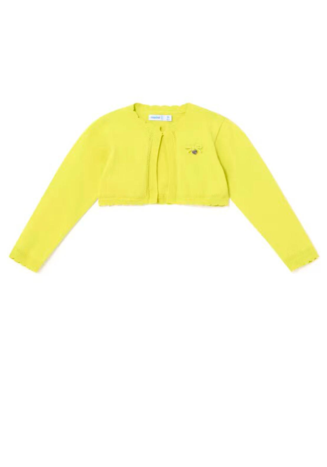 Mayoral Baby Girl Long Sleeve Bolero Knit Cardigan, Yellow - McElhinneys