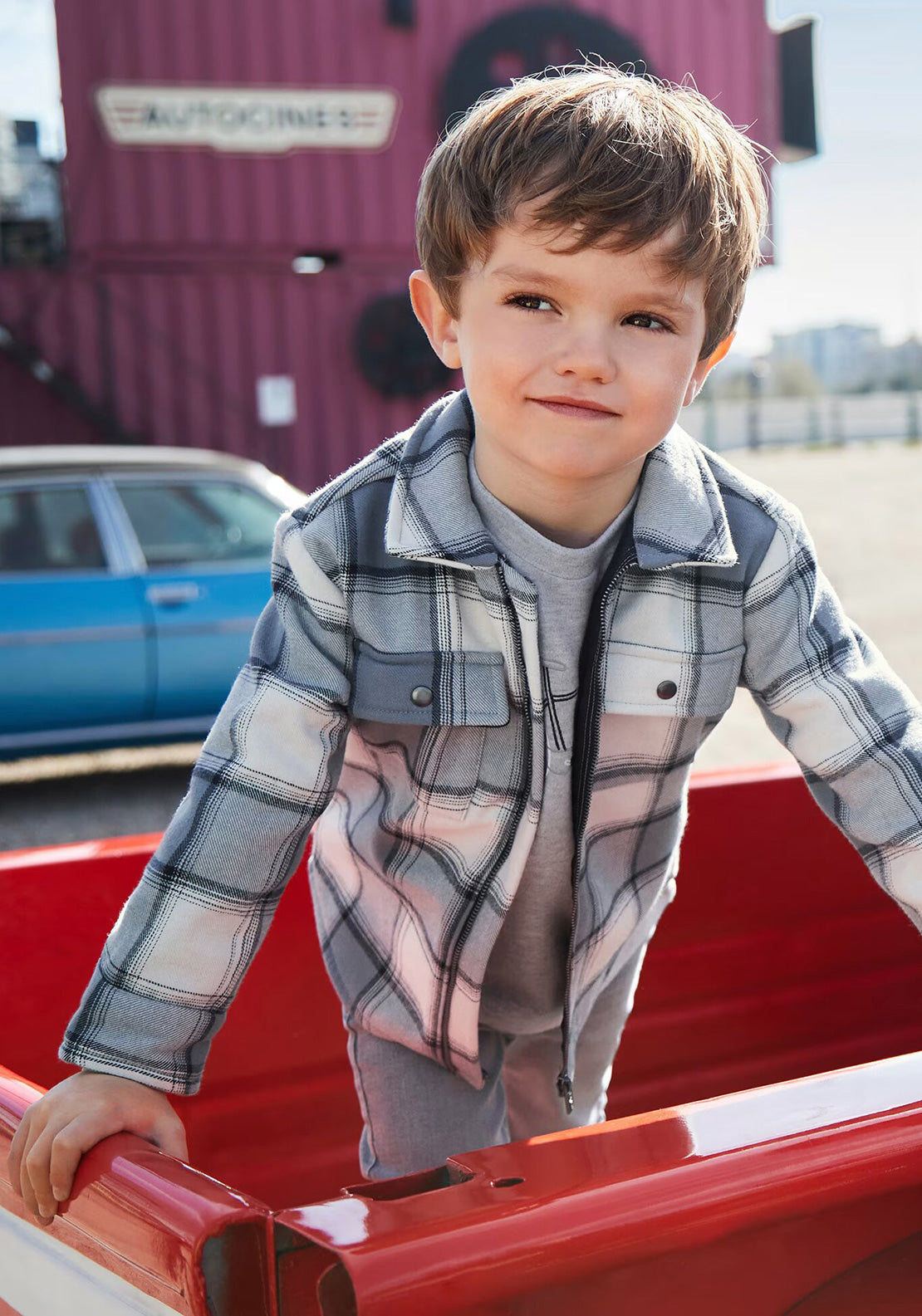 Mayoral Mini Boy Check Long Sleeve Jacket, Grey - McElhinneys