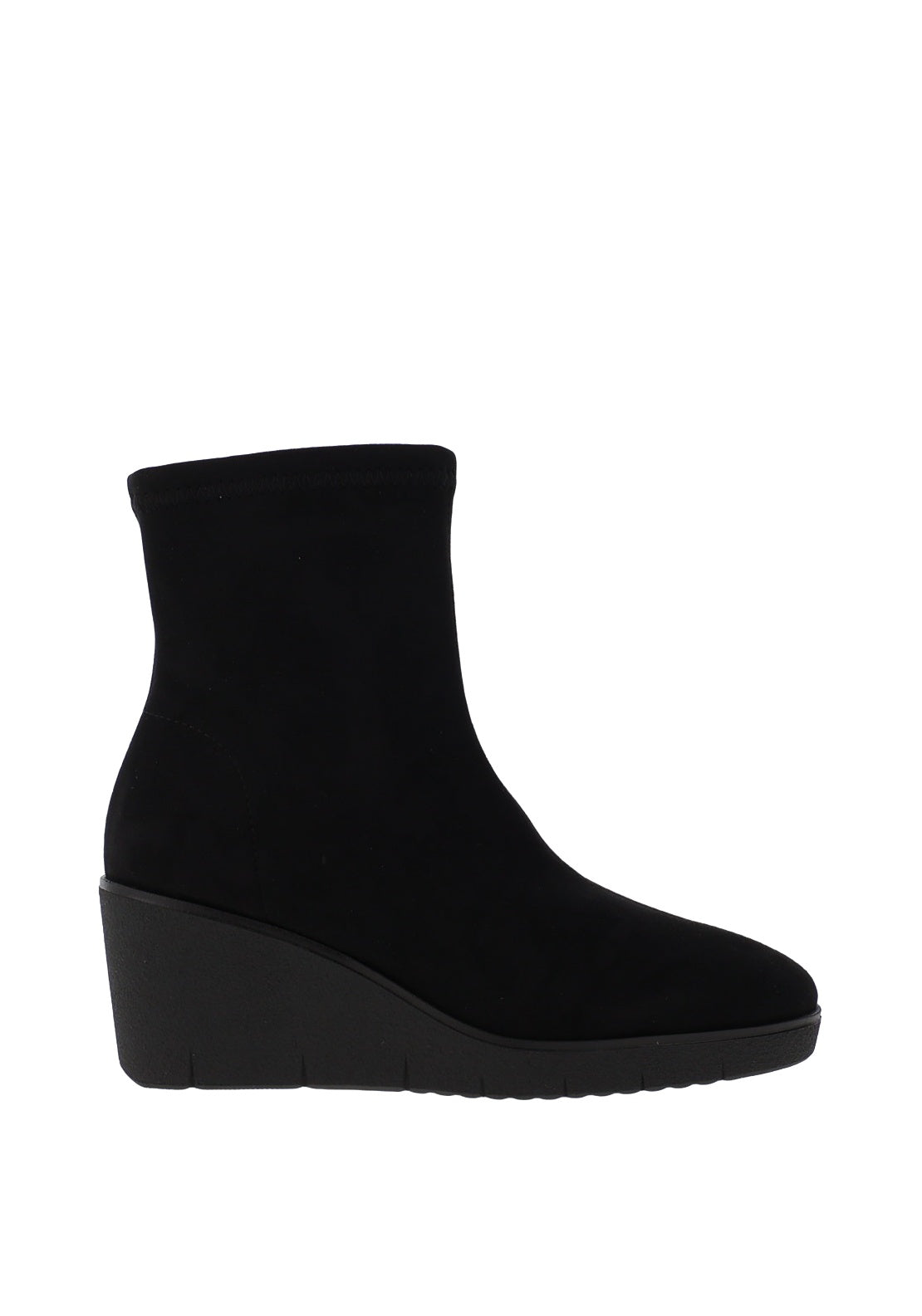 MISS ELASTIC Wedge Sock Boot, Black - McElhinneys
