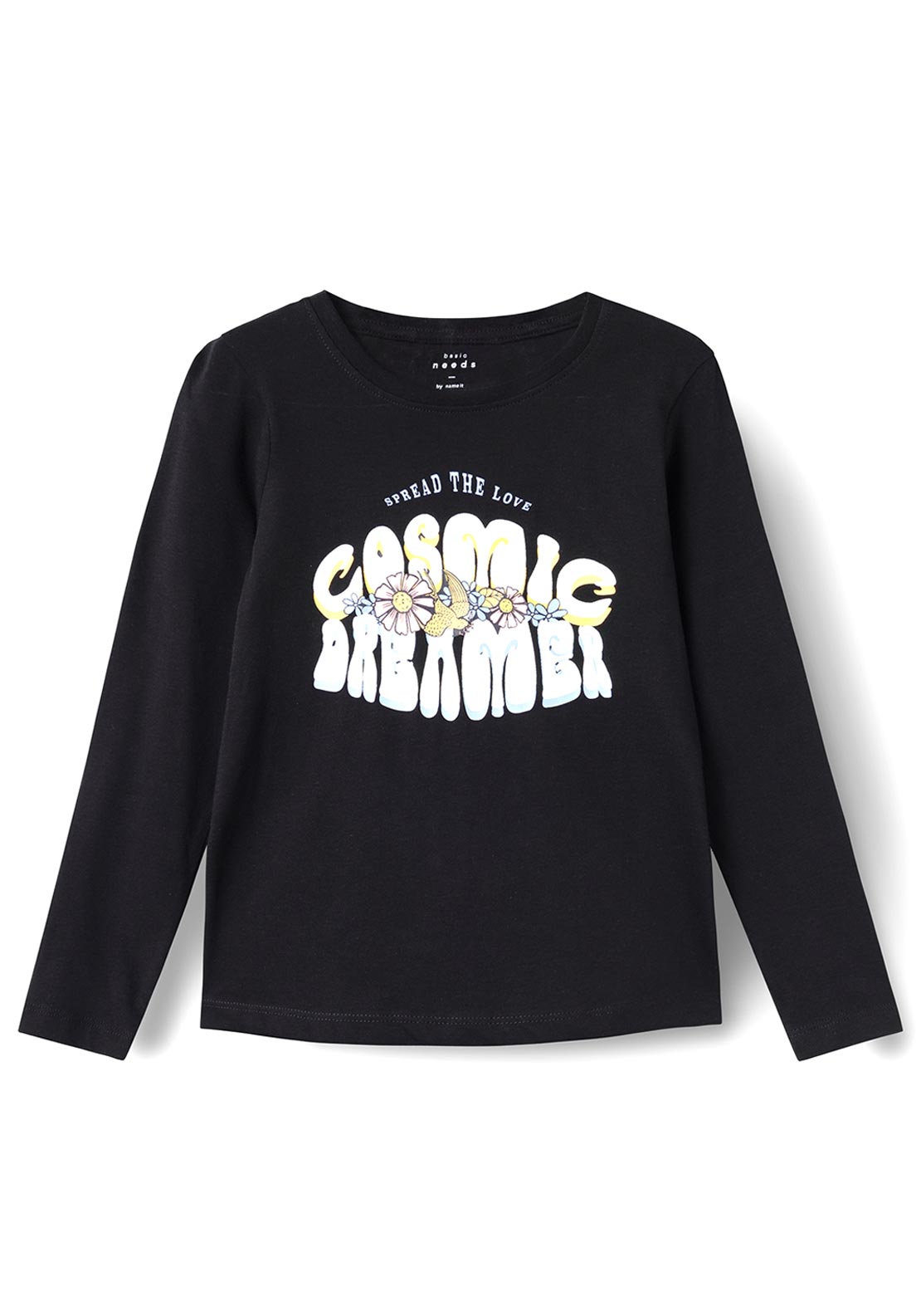 Name It Kid Girl Violet Long Sleeve Loose Top, Black - McElhinneys