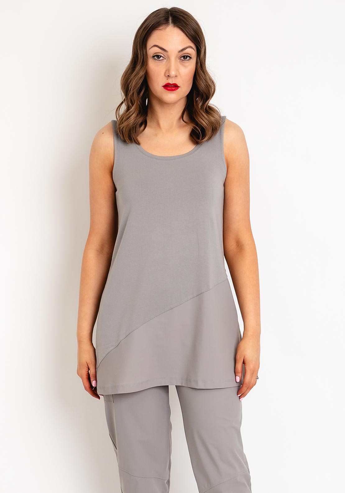 Naya Jersey Panel Hem Tank Top, Mink - McElhinneys