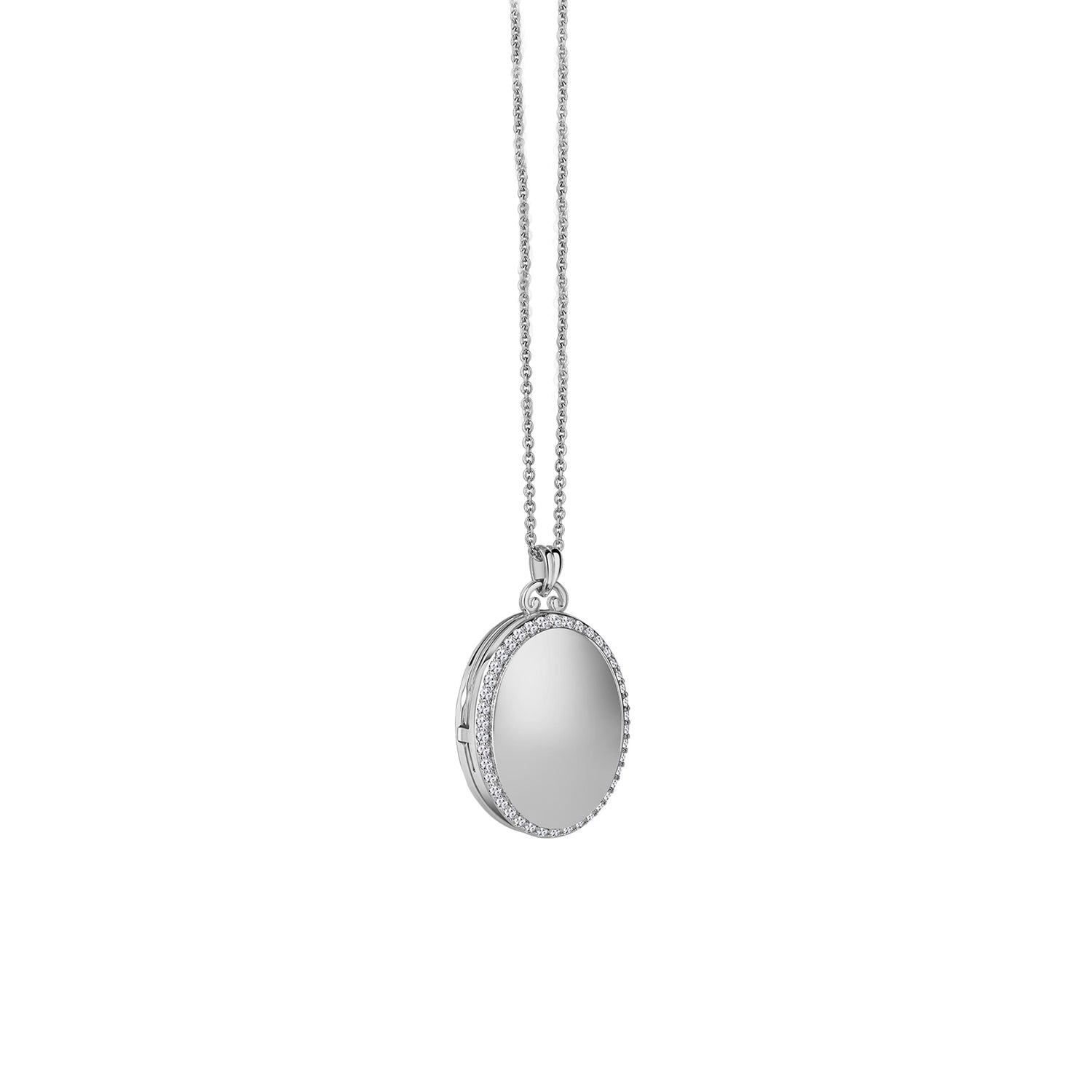 Newbridge Pavé Locket Pendant Necklace, Silver - McElhinneys