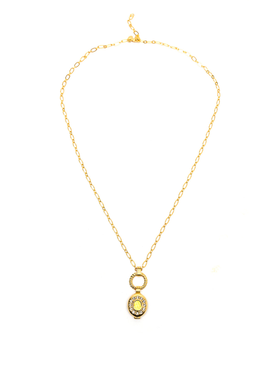 Newbridge Topaz Stone Locket Necklace, Gold - McElhinneys