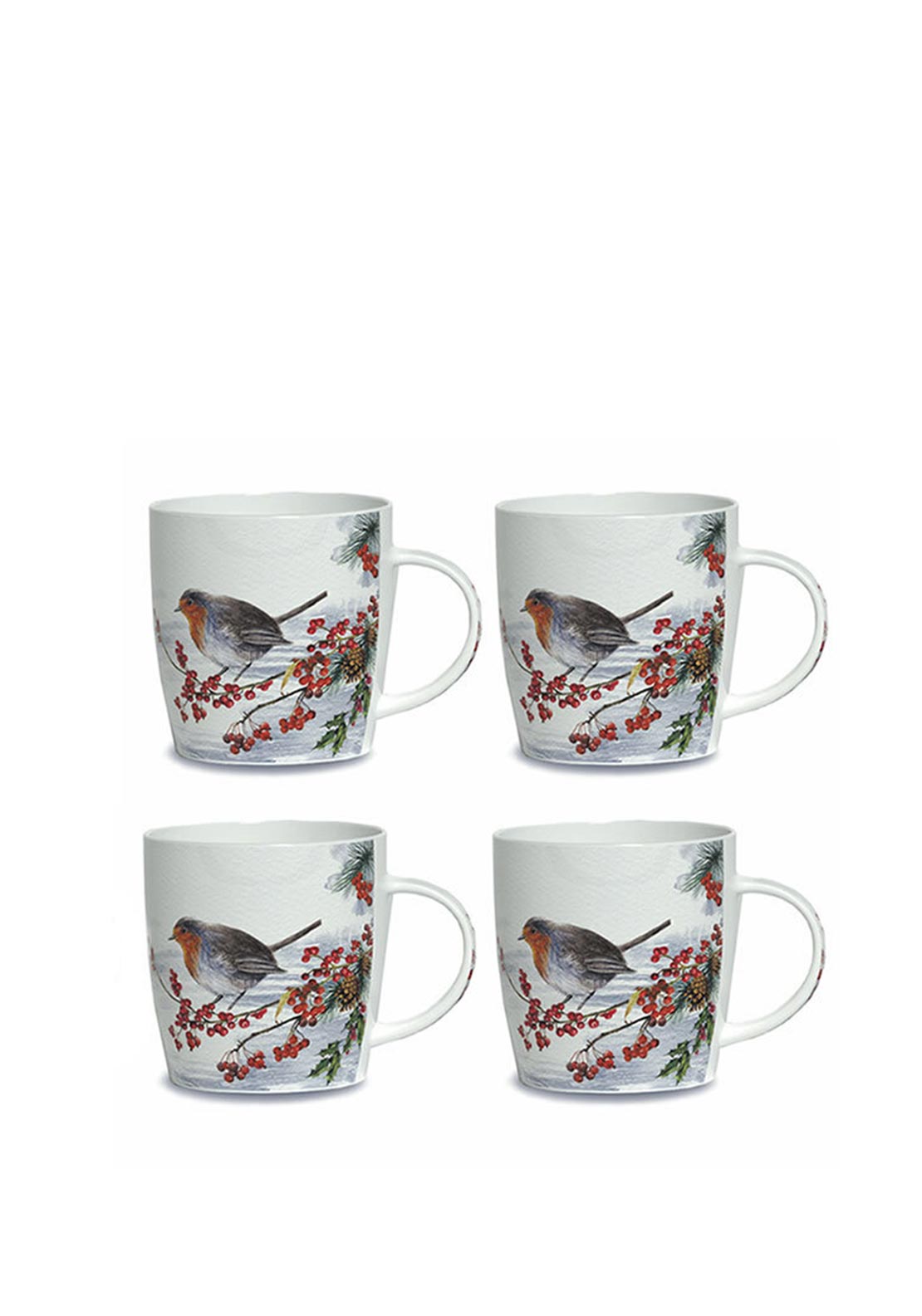 Newgrange Living Set of 4, Robin Mugs - McElhinneys