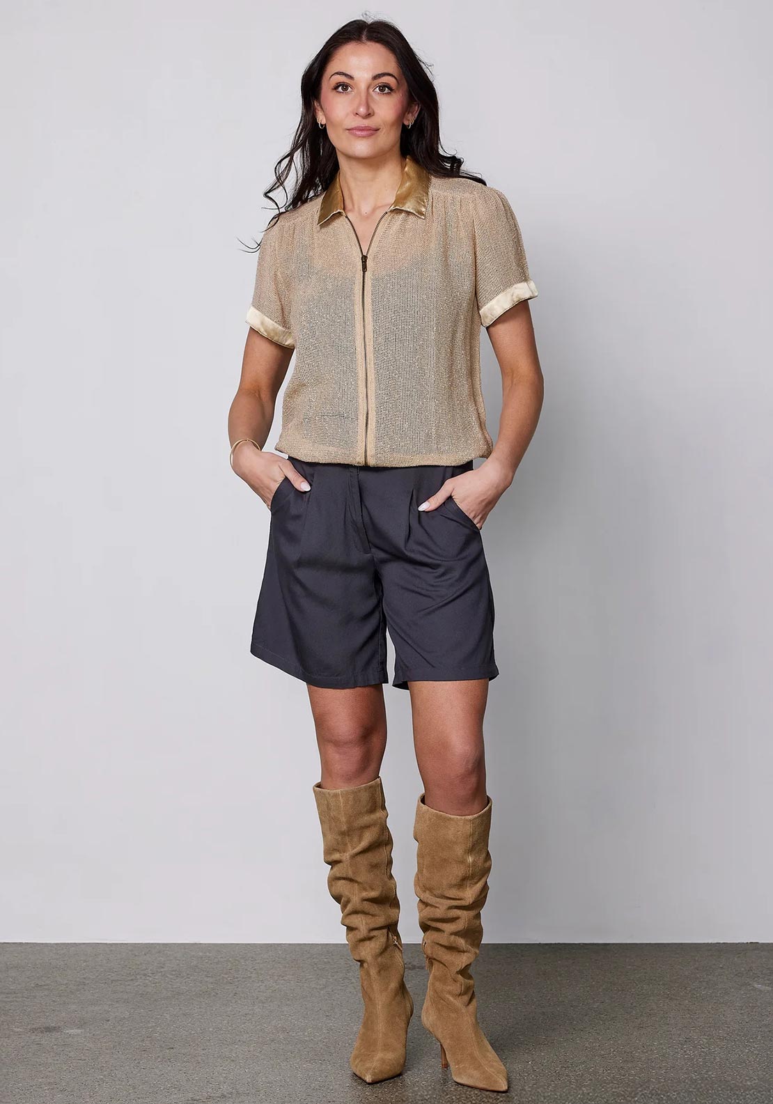 Nu Denmark Zazia Sheer Knit Jacket, Beige - McElhinneys