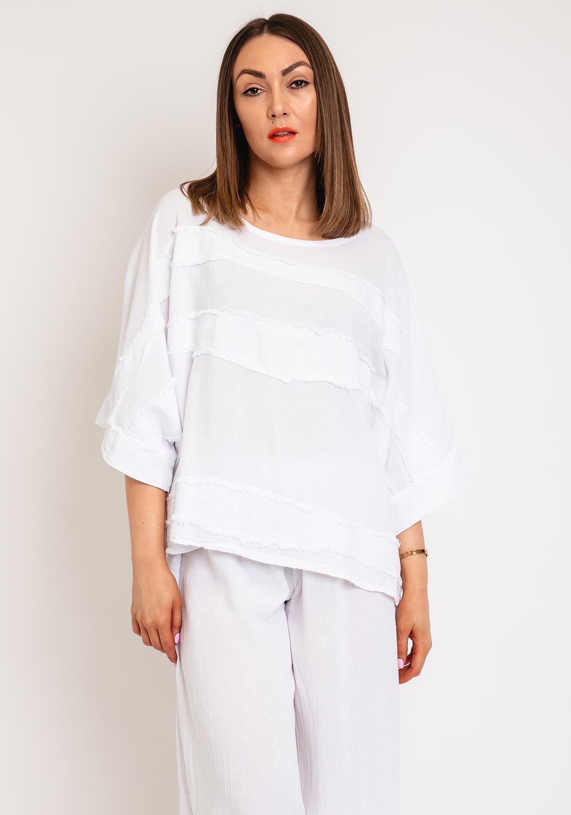 One Life Horizon Frayed One Size Top, Snow White - McElhinneys