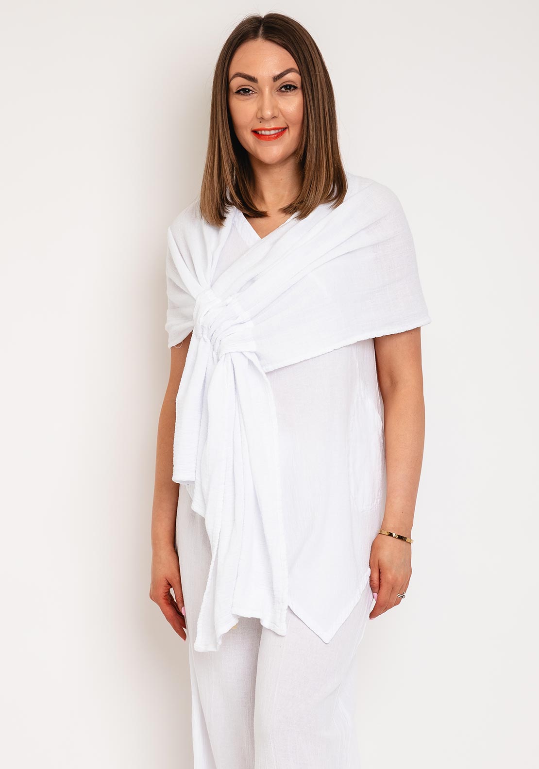 One Life Marie Shoulder Wrap Scarf, Snow - McElhinneys