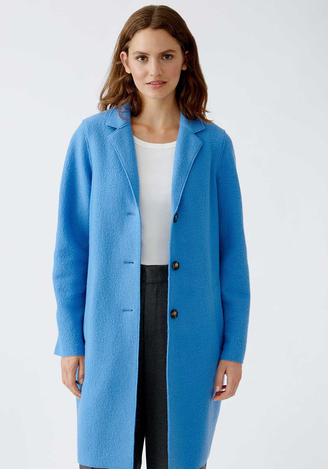 OUI Mayson Boiled Wool Jacket, Cornflower Blue - McElhinneys
