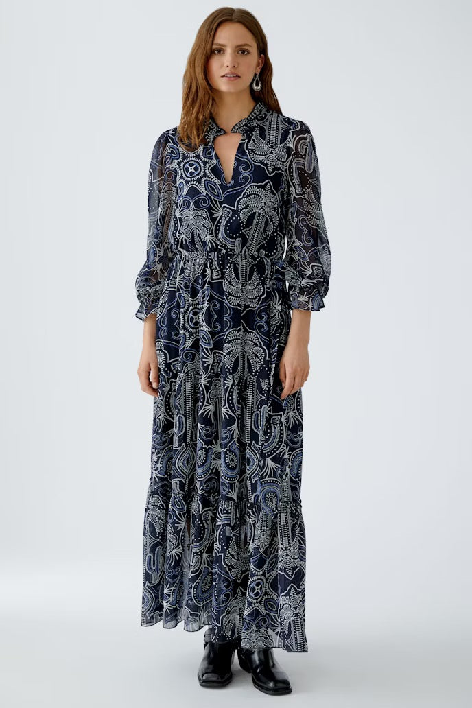 OUI Chiffon Paisley Maxi Dress, Navy - McElhinneys
