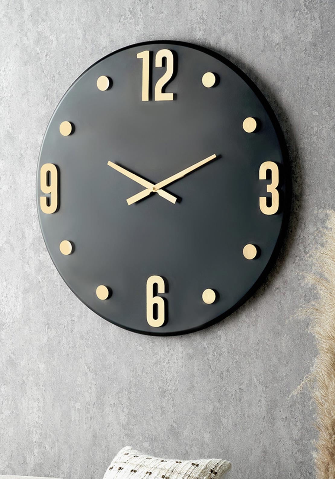 Pacific Metal Retro Wall Clock, Black and Gold - McElhinneys