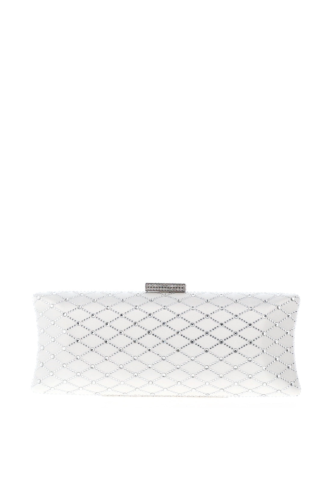 Zen Collection Diamante Encrusted Rectangle Clutch Bag, White - McElhinneys