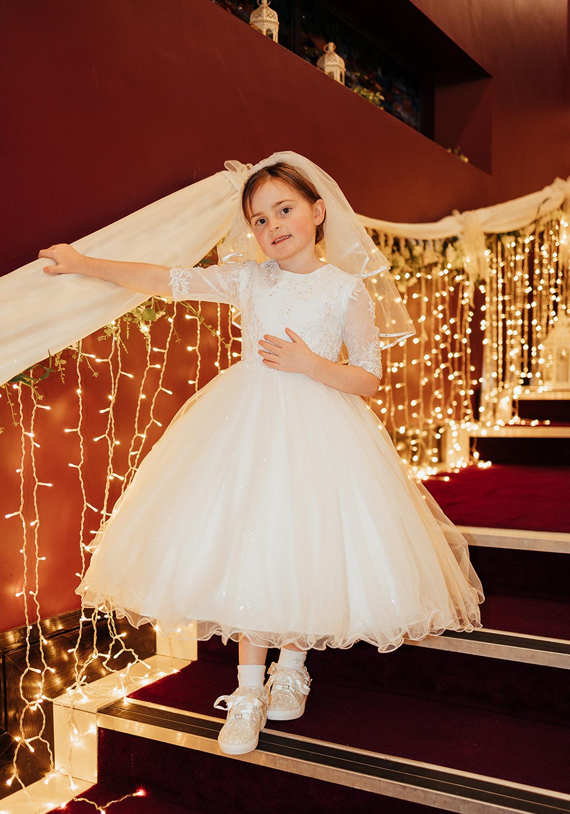 Paula’s Communion 119378 LS Communion Dress, White - McElhinneys