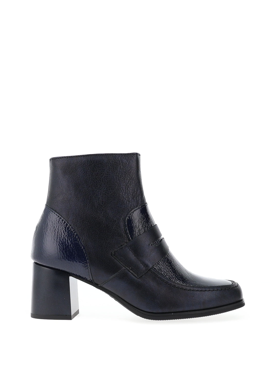 Pitillos Metallic Heeled Ankle Boots, Navy - McElhinneys