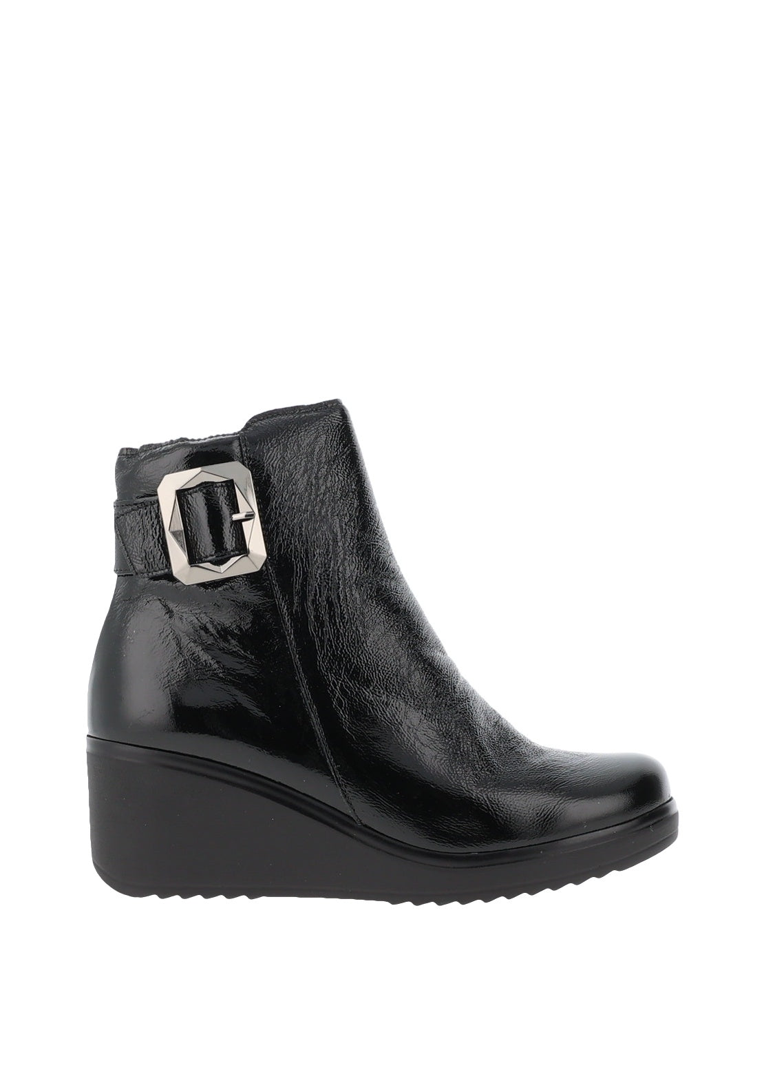 Pitillos Patent Buckled Ankle Boots, Black - McElhinneys