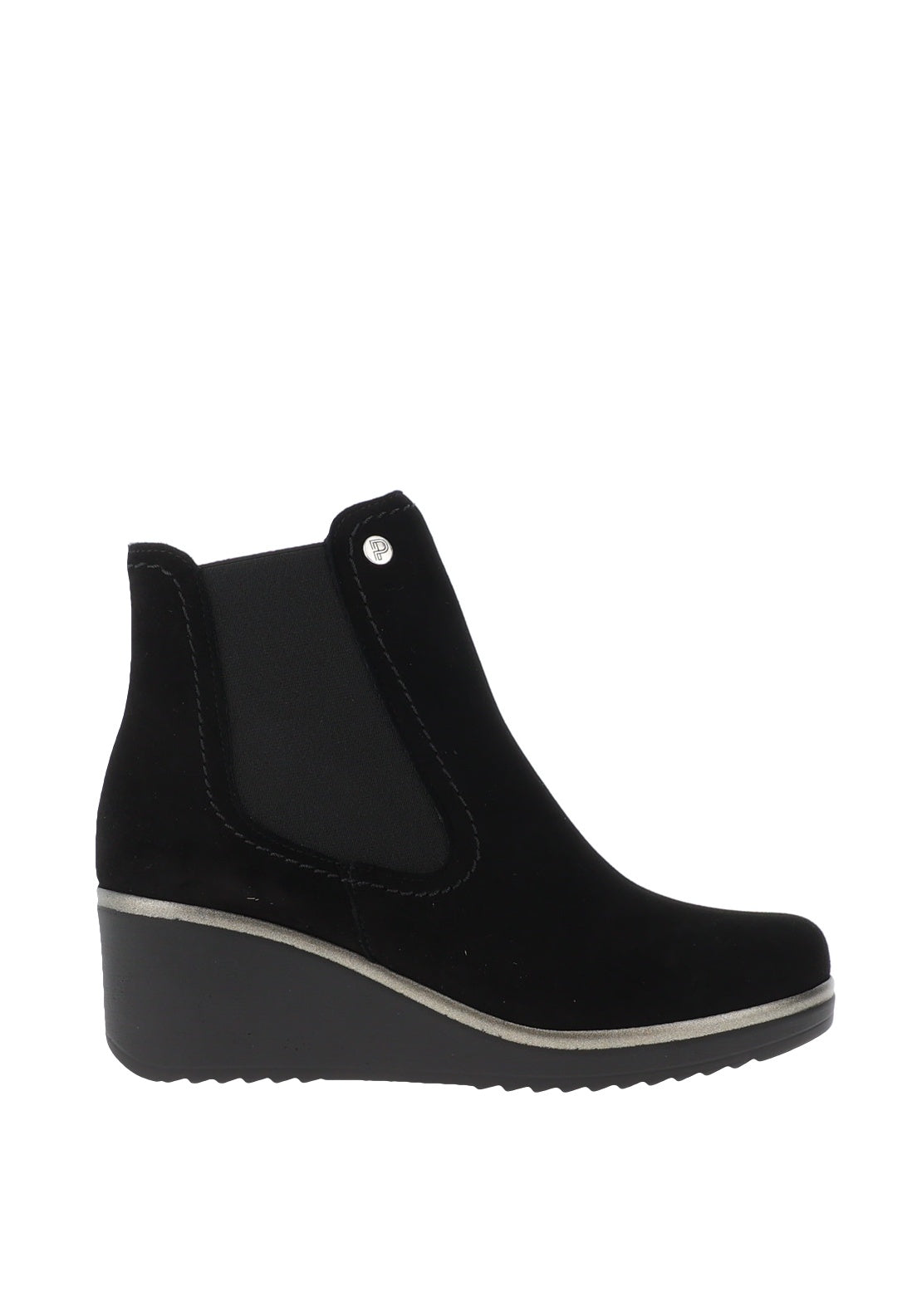 Pitillos Suede Wedge Heel Ankle Boots, Black - McElhinneys