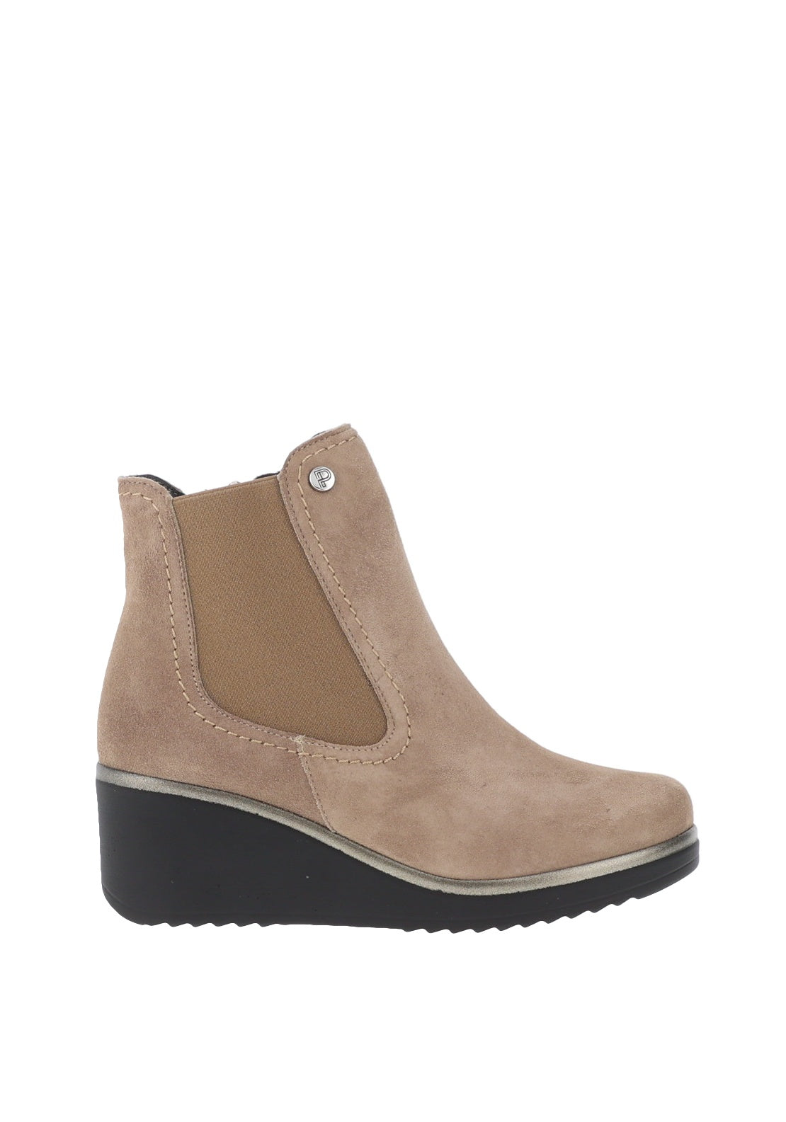 Pitillos Suede Wedge Heel Ankle Boots, Taupe - McElhinneys