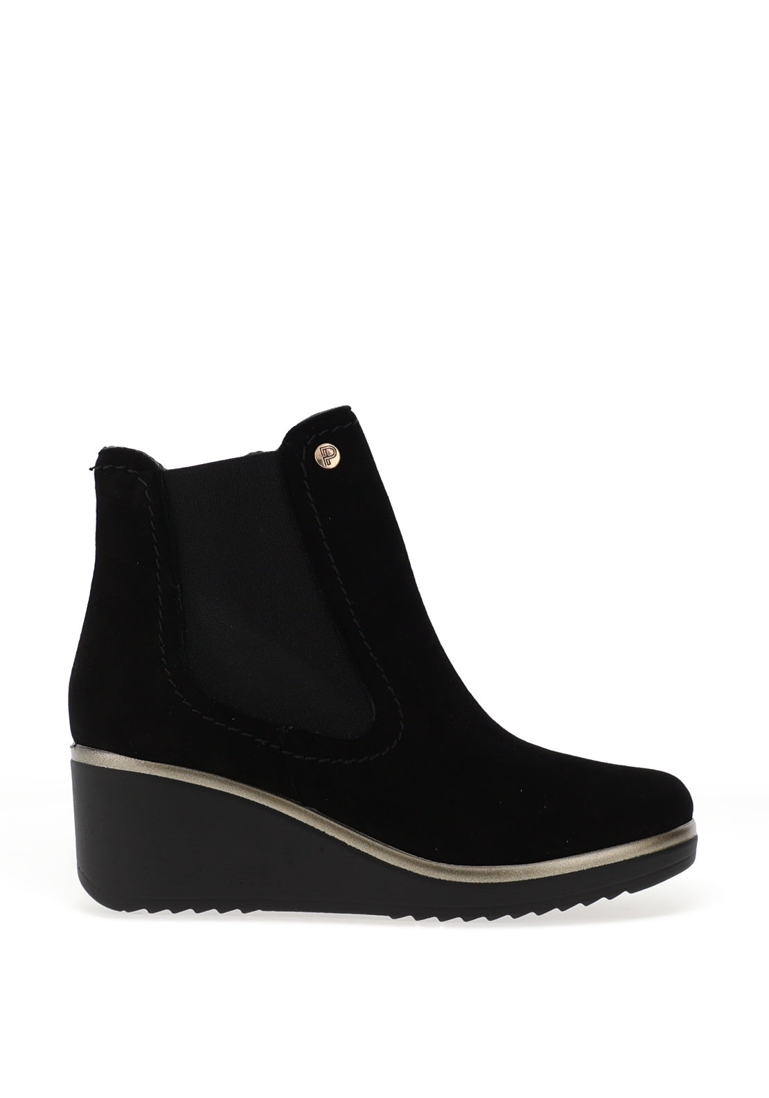 Pitillos Suede Wedge Heel Ankle Boots, Black - McElhinneys