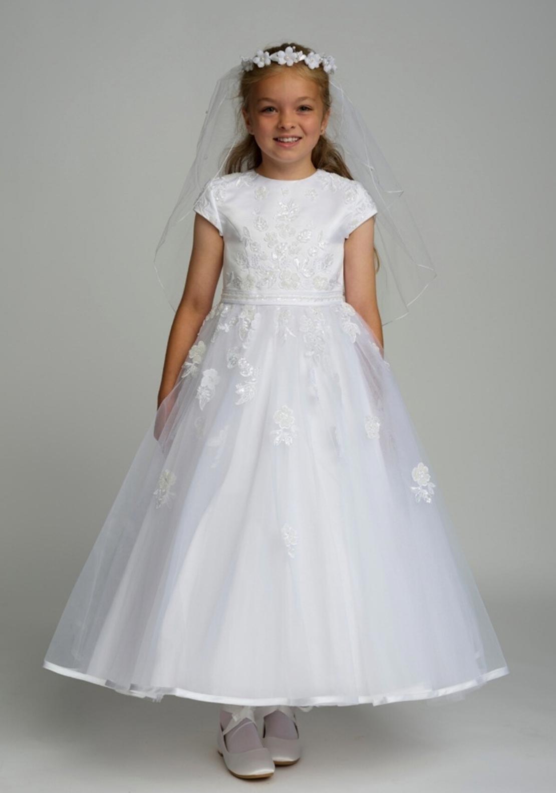 Poinsettia 5242 Communion Dress, White - McElhinneys