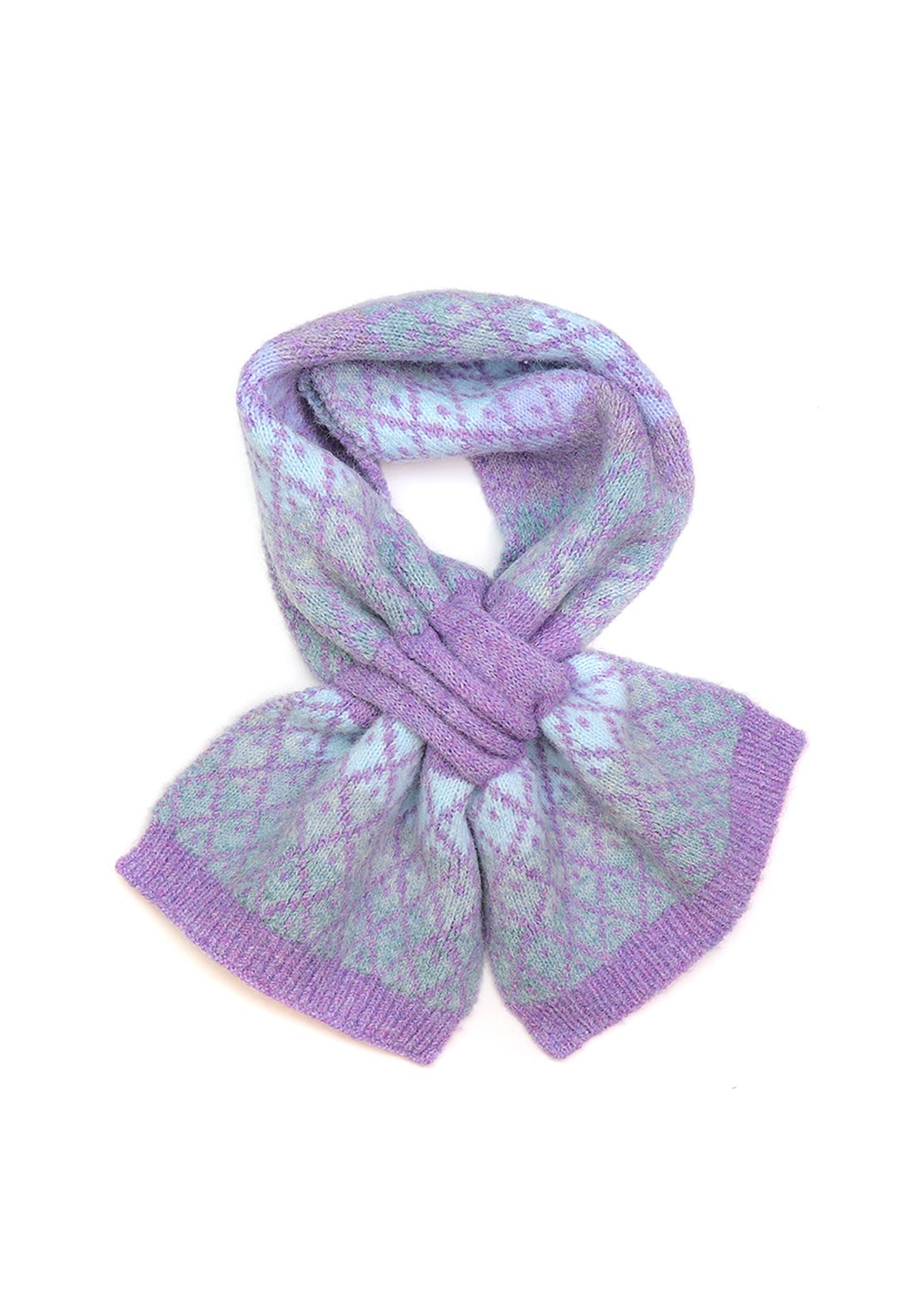 Pom Velvet Diamond Knit Scarf, Lilac - McElhinneys