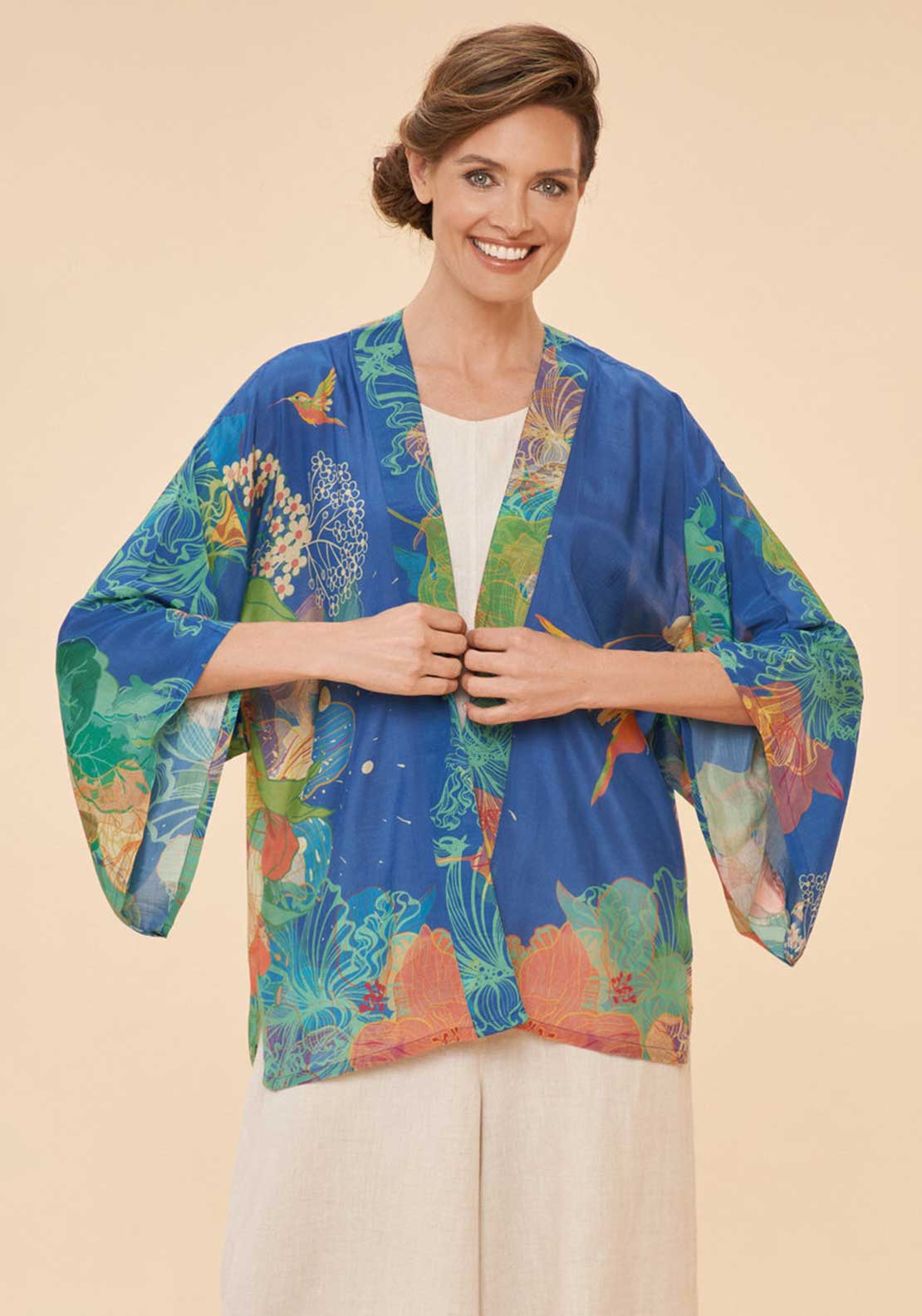 Powder Hummingbird Kimono Jacket, Denim - McElhinneys