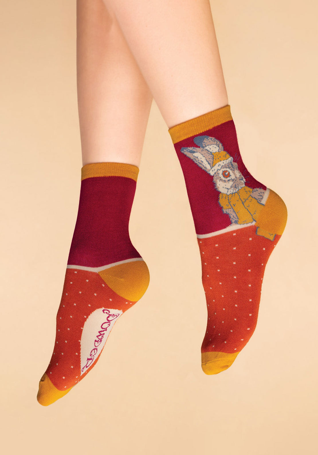 Powder Cosy Hare Ankle Socks, Mustard - McElhinneys