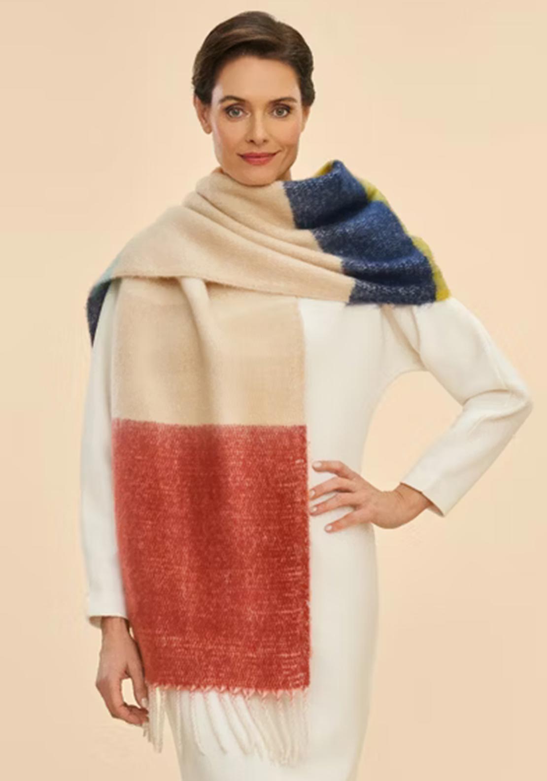 Powder Soho Wool Fringed Scarf, Multicoloured - McElhinneys