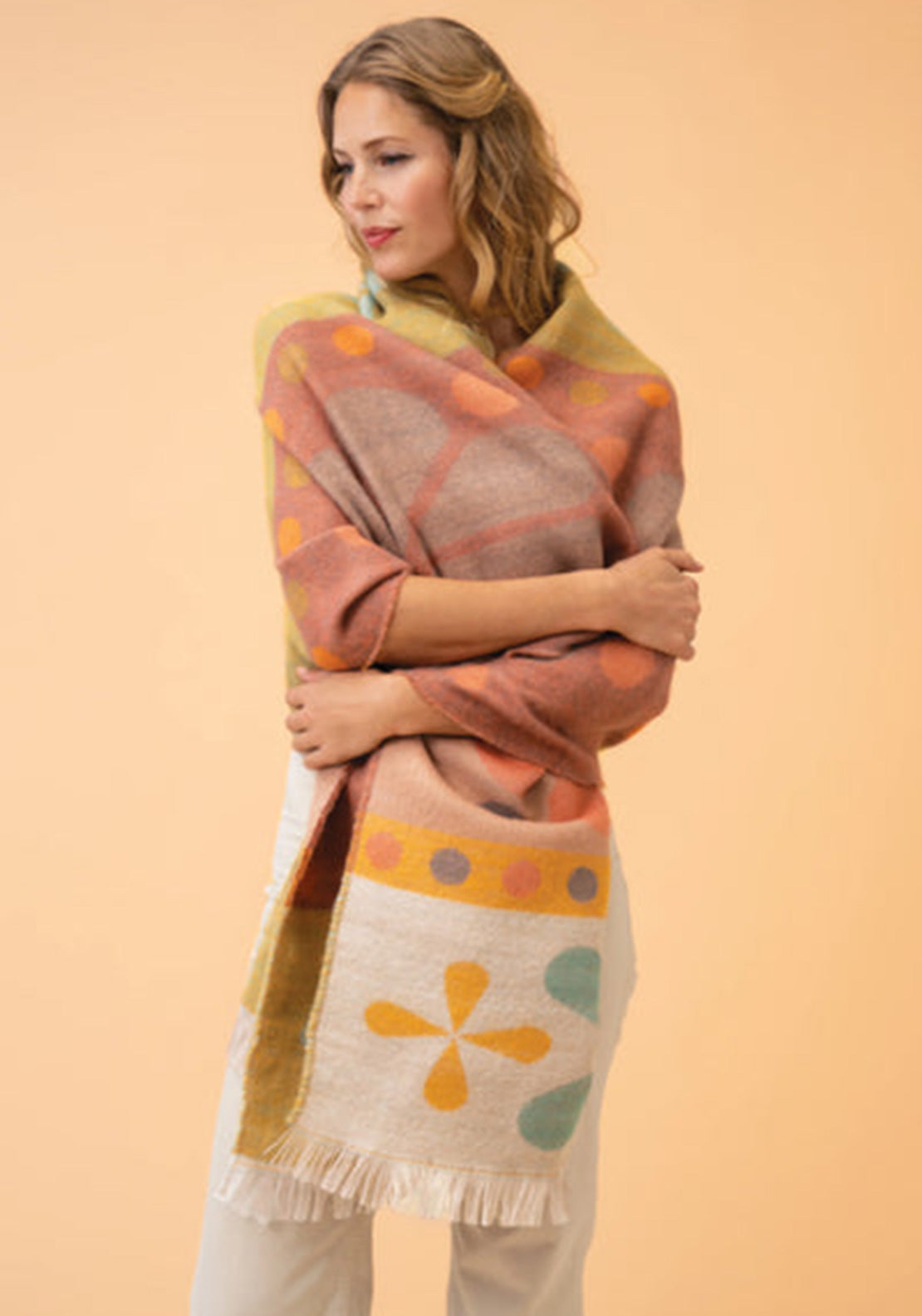 Powder Fair Isle Oversized Scarf, Petal Mix - McElhinneys