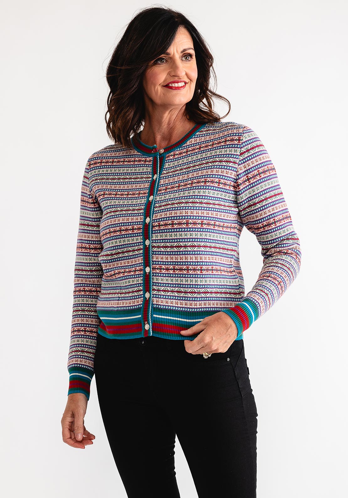 Pretty Vacant Divine Fairisle Cardigan, Multicoloured - McElhinneys