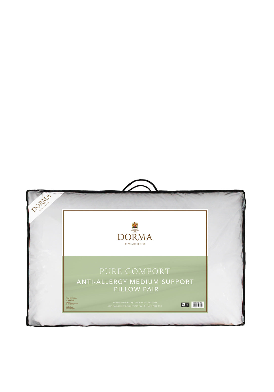 Dorma Pure Comfort Anti-Allergy Pillow Pair - Medium - McElhinneys